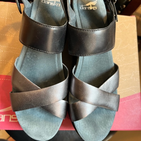 Dansko | Shoes | Dansko Blackpewter Wedge Sandals Sz 4 Us 9 | Poshmark